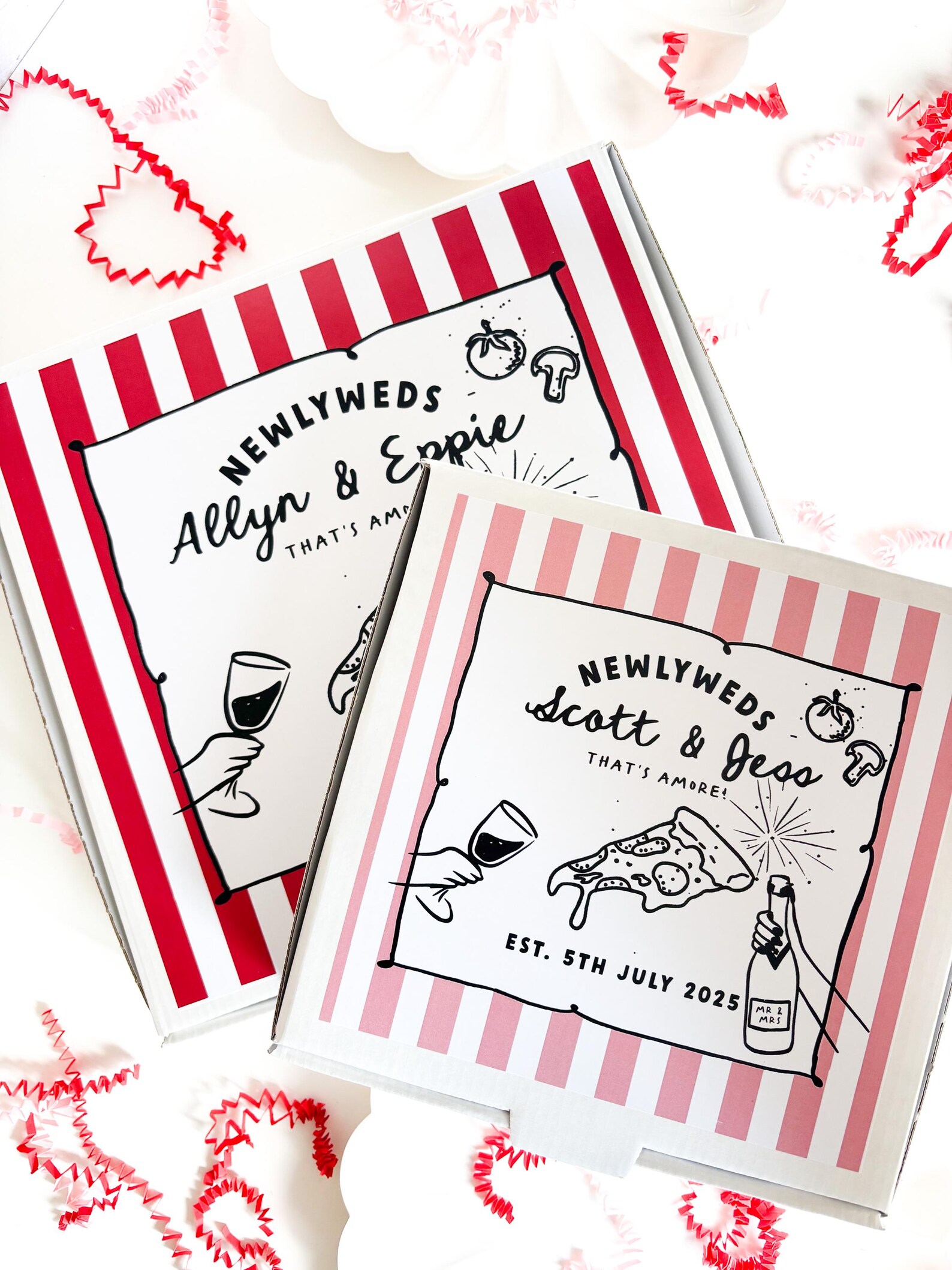 Personalised Wedding PIZZA Box | RED STRIPE | Takeaway Buffet Party ...