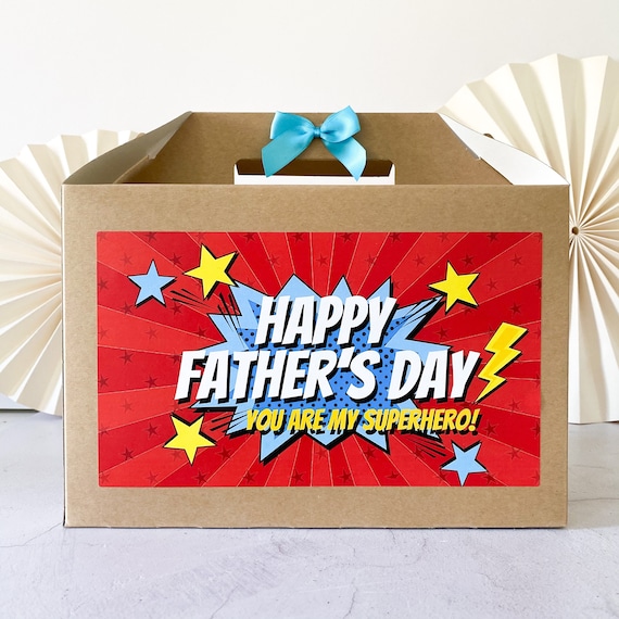 FATHERS DAY Gift Box SUPERHERO Kraft Present for Dad Daddy - Etsy