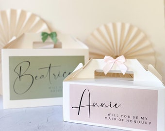 Personalised Pink Gift Box With White Printed Name Wedding Box ...