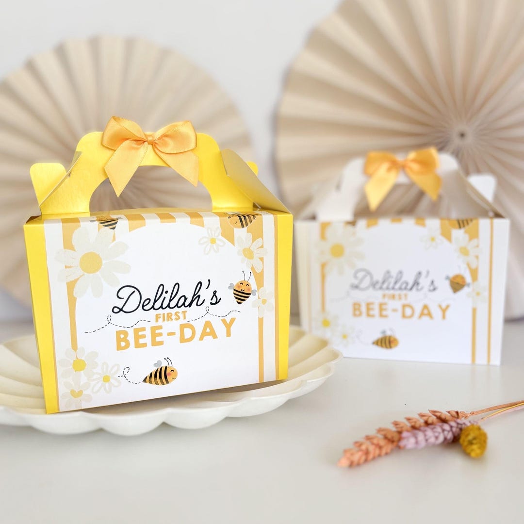 Personalised Childrens Birthday Party Box Favour | FIRST BEE-DAY ...