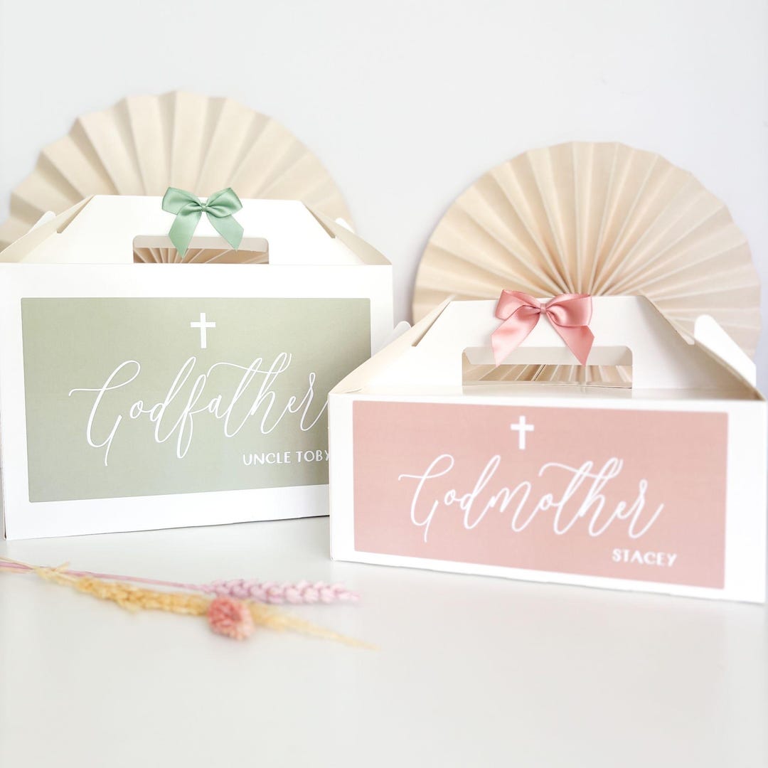 Personalised Christening Gift Box | SIMPLE GODPARENT BOX | Thank You ...