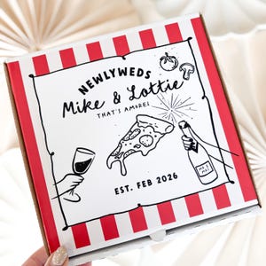 Personalised Wedding PIZZA Box | RED STRIPE | Takeaway Buffet Party ...