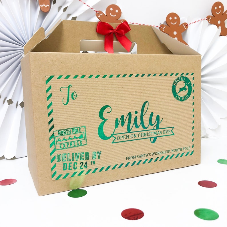 Christmas Eve Box NORTH POLE FOIL Personalised Xmas Eve - Etsy