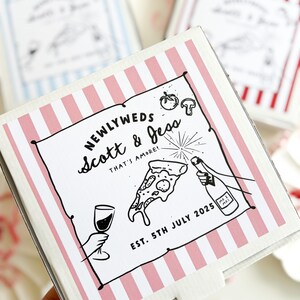 Personalised Wedding PIZZA Box | RED STRIPE | Takeaway Buffet Party ...