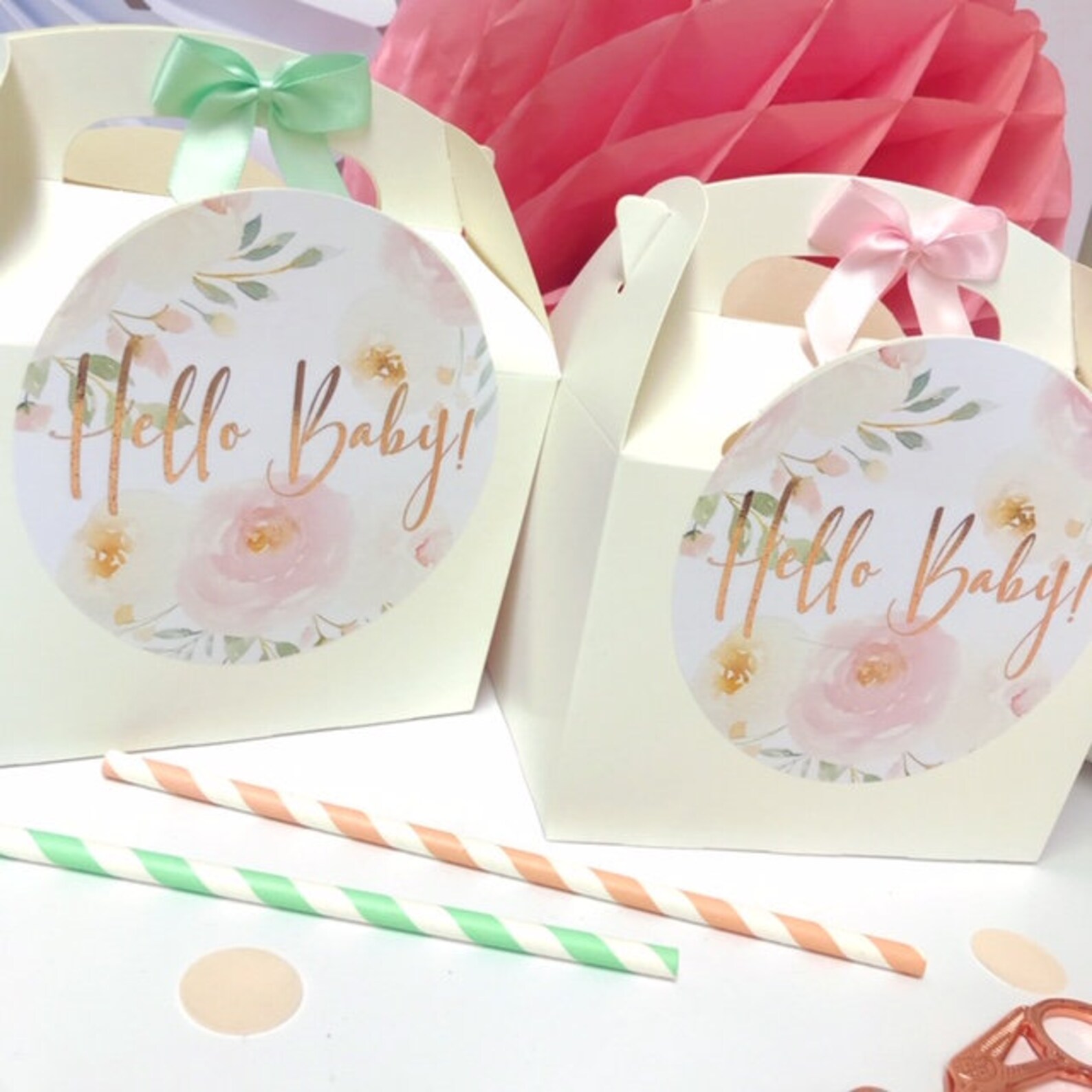 Personalised Baby Shower Hello Baby Favour Gift Box ROSE | Etsy UK