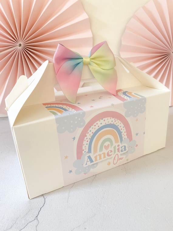 Rainbow Party Box PASTEL DOTTY RAINBOW Personalised Kids - Etsy