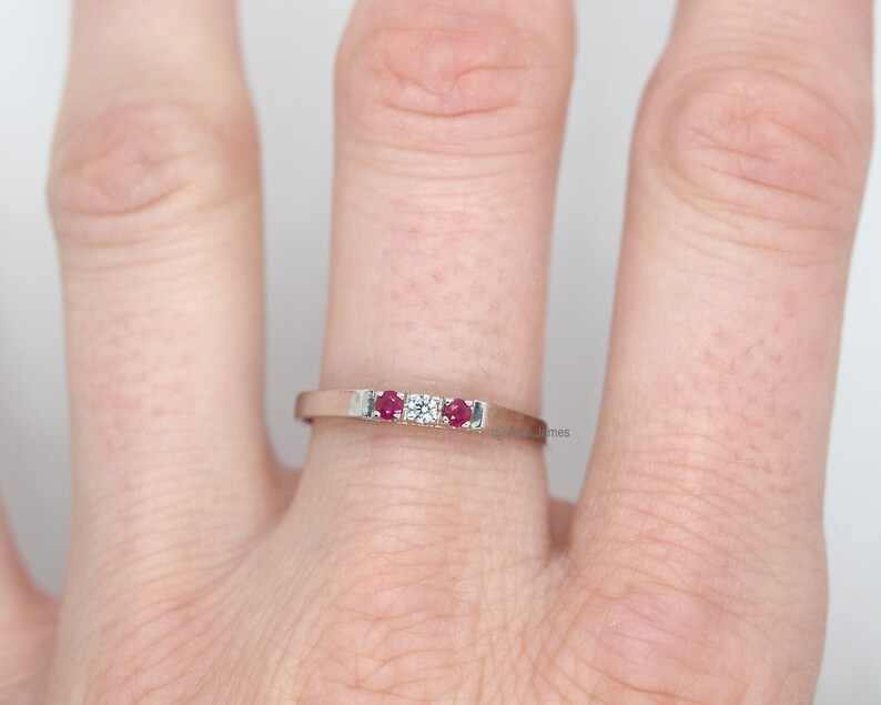 MARLEE - Ruby Diamond Trilogy Ring in Rose Gold, Yellow Gold, White ...
