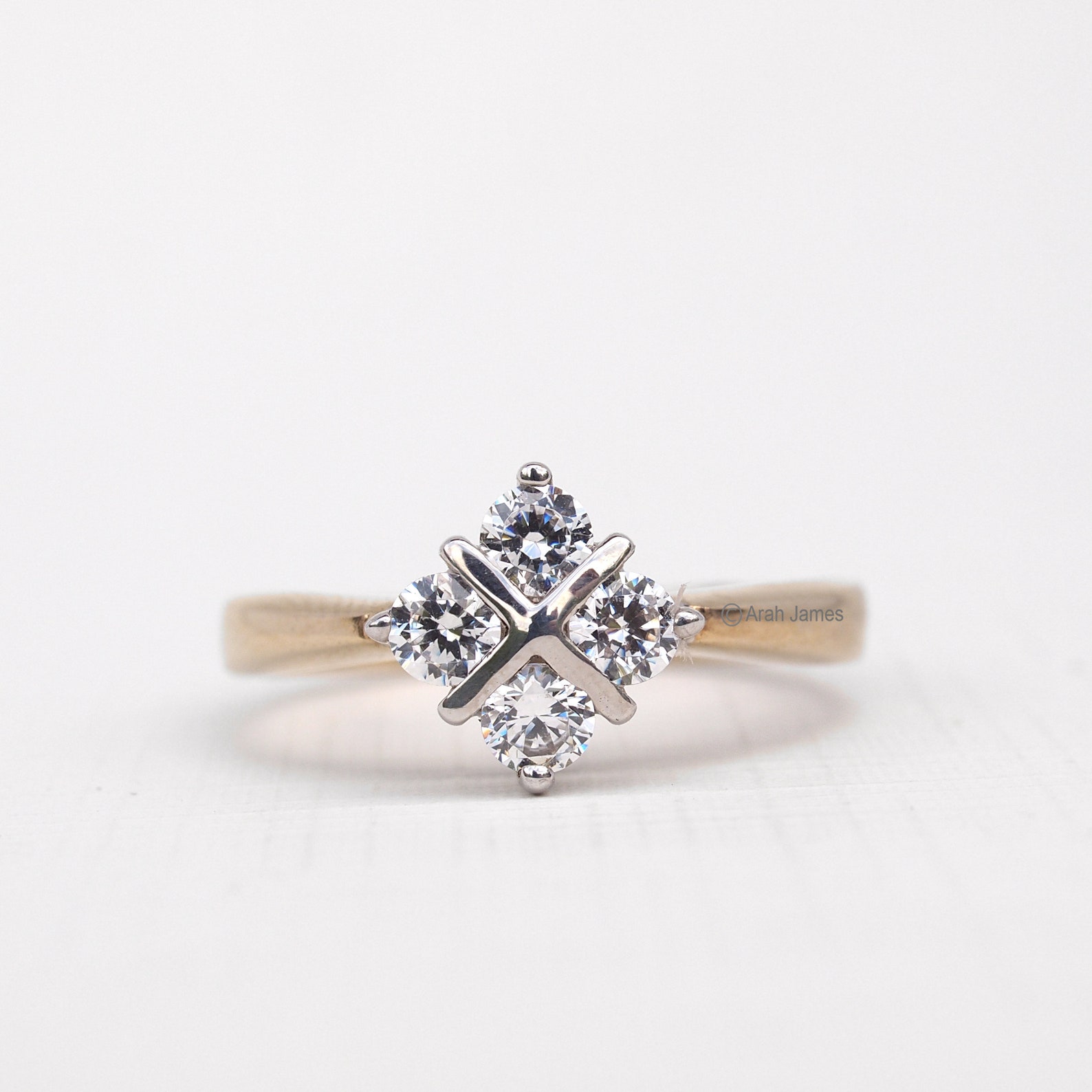 ROSIE 0.50ct Checkerboard Diamond Cluster Engagement Ring | Etsy