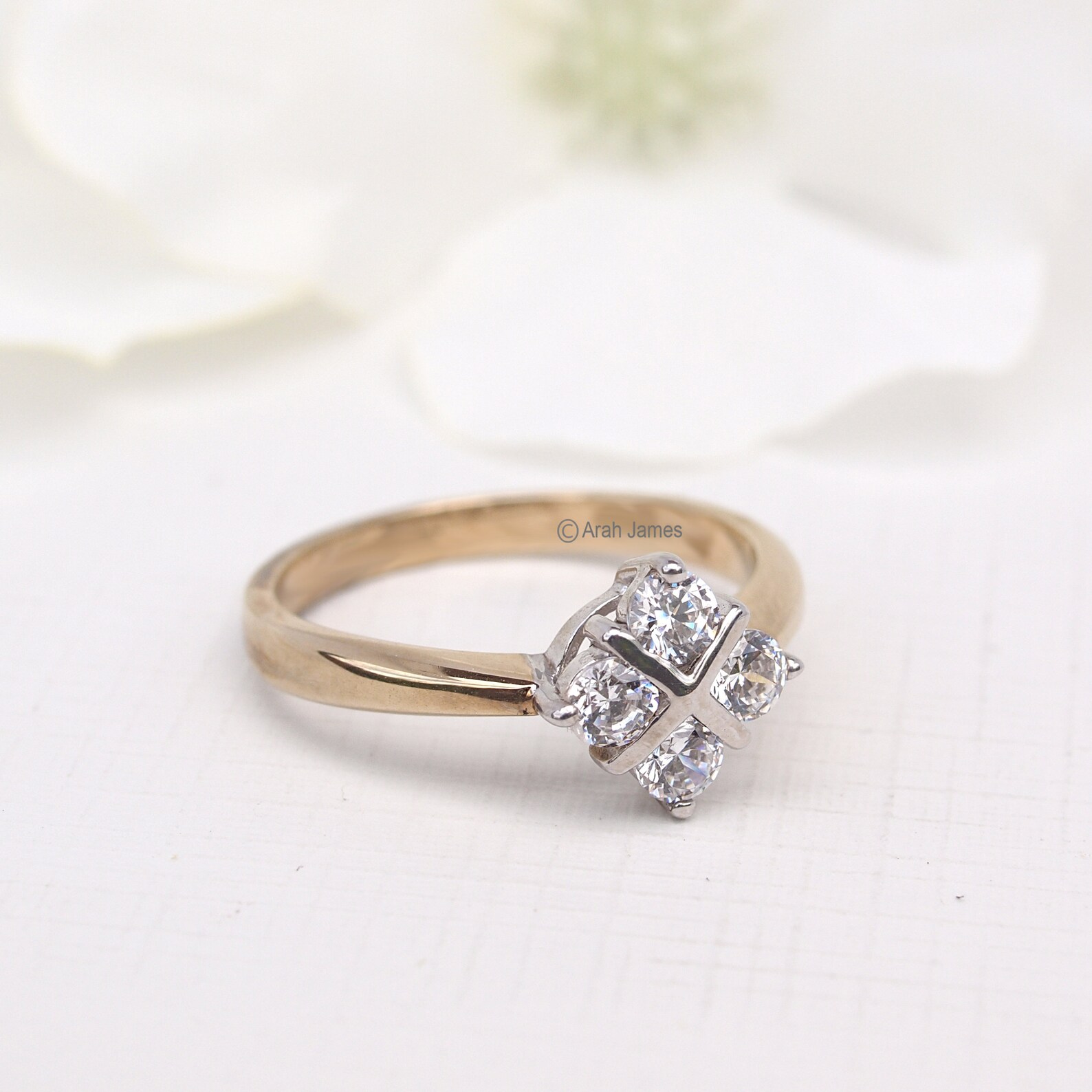 ROSIE 0.50ct Checkerboard Diamond Cluster Engagement Ring - Etsy