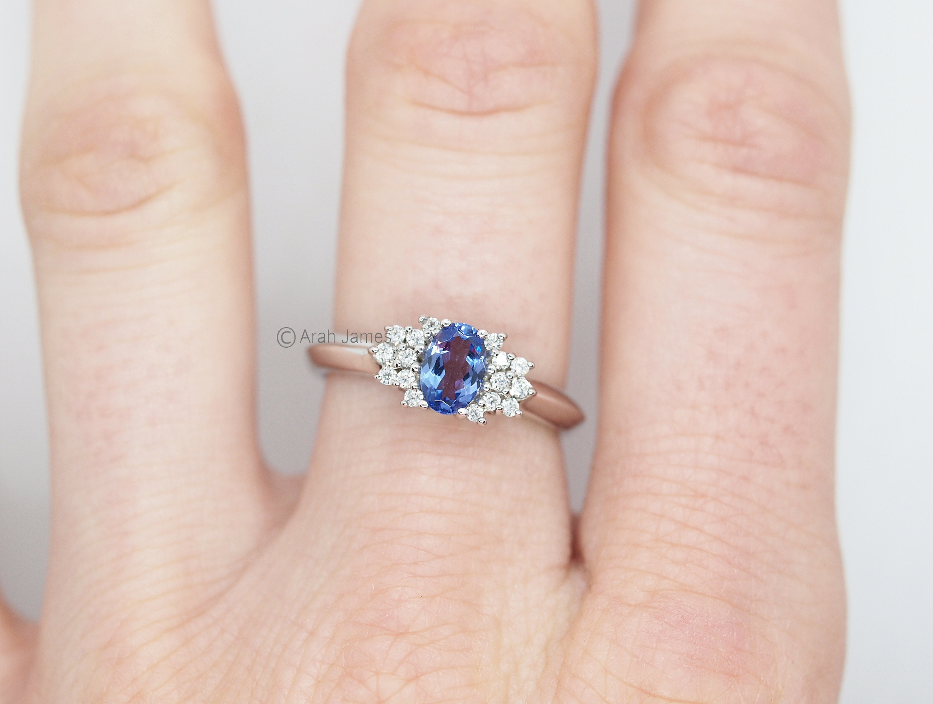 KAIA Tanzanite Diamond Cluster Ring in Rose Gold Yellow | Etsy