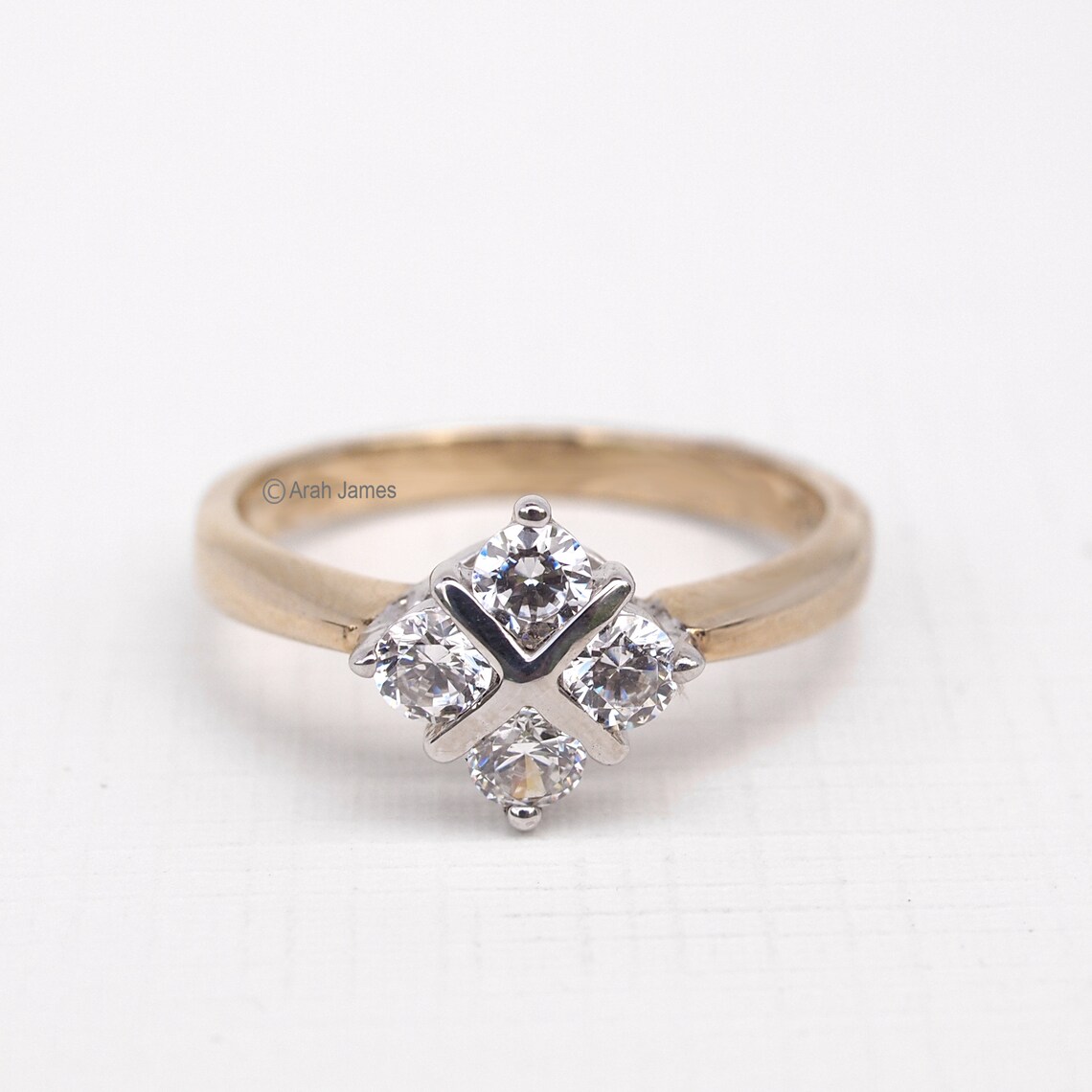 ROSIE 0.50ct Checkerboard Diamond Cluster Engagement Ring | Etsy