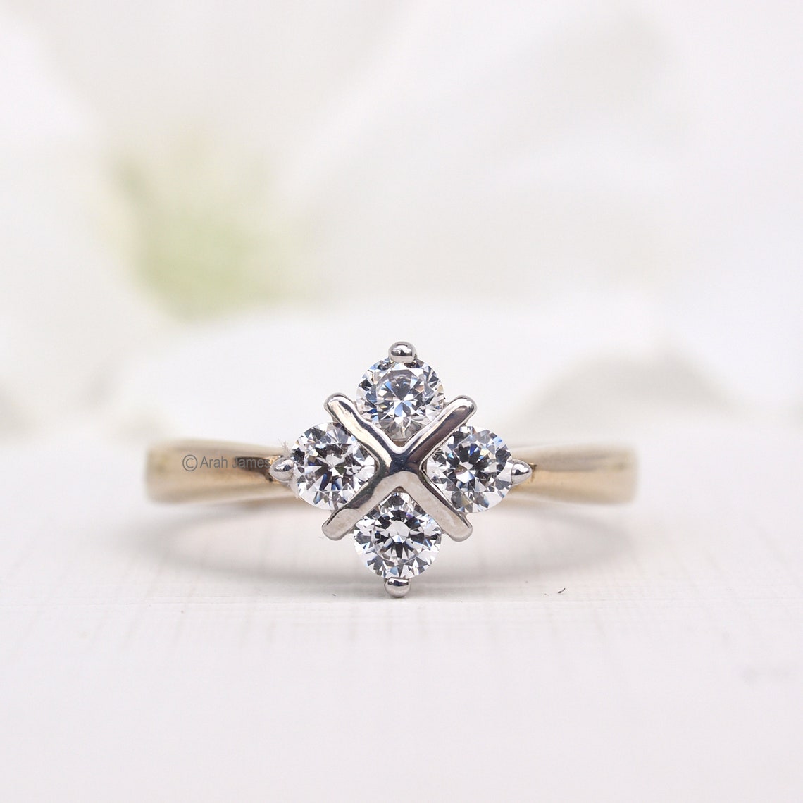 ROSIE 0.50ct Checkerboard Diamond Cluster Engagement Ring | Etsy