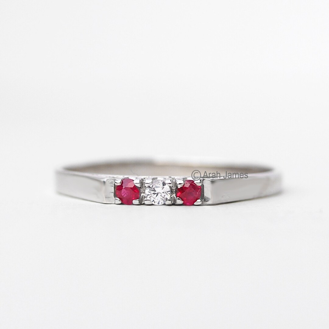 MARLEE - Ruby Diamond Trilogy Ring in Rose Gold, Yellow Gold, White ...