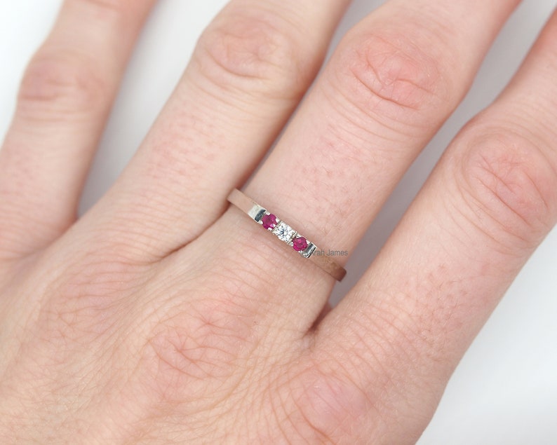MARLEE - Ruby Diamond Trilogy Ring in Rose Gold, Yellow Gold, White ...