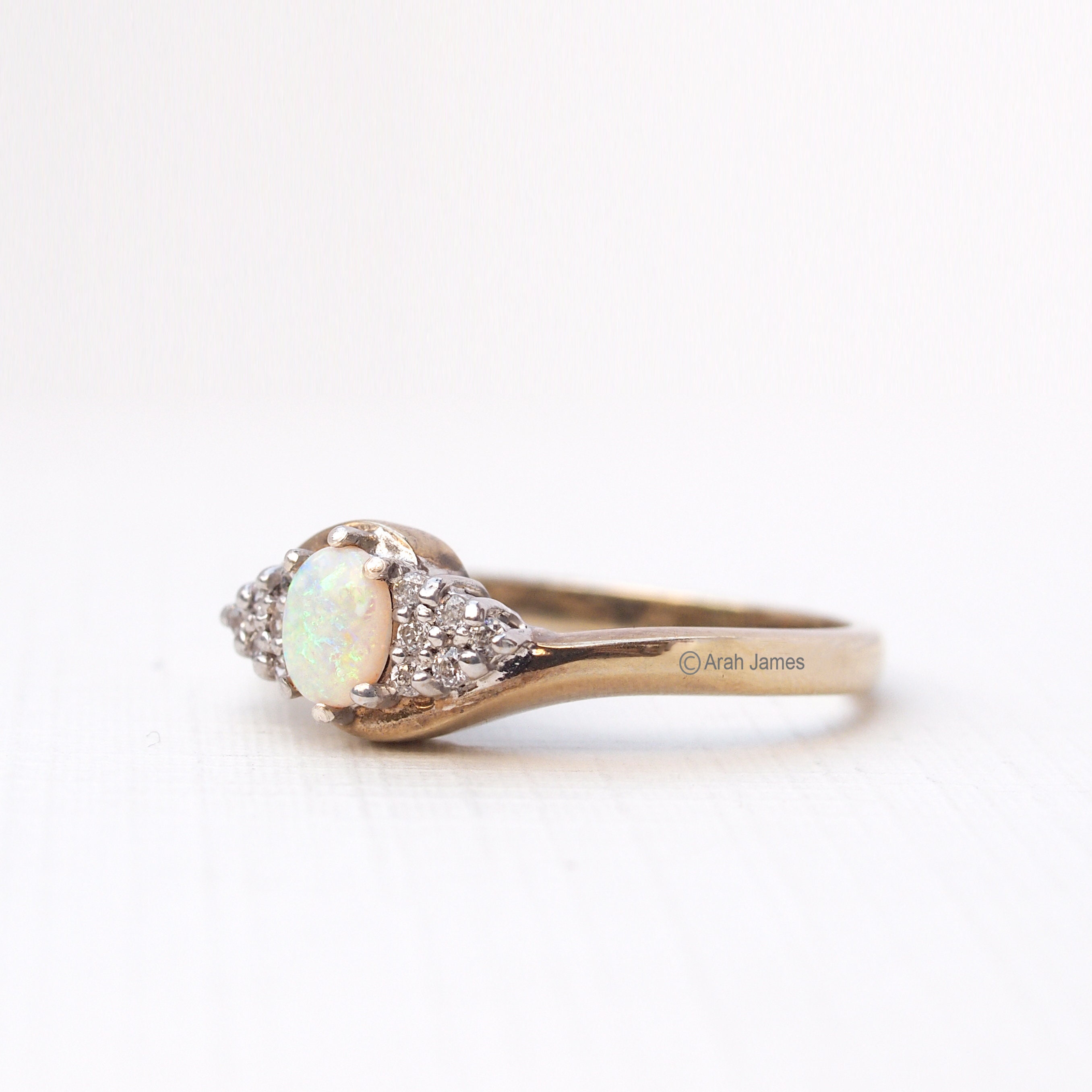 JUNE Opal & Diamond Cluster Engagement Ring | Etsy UK