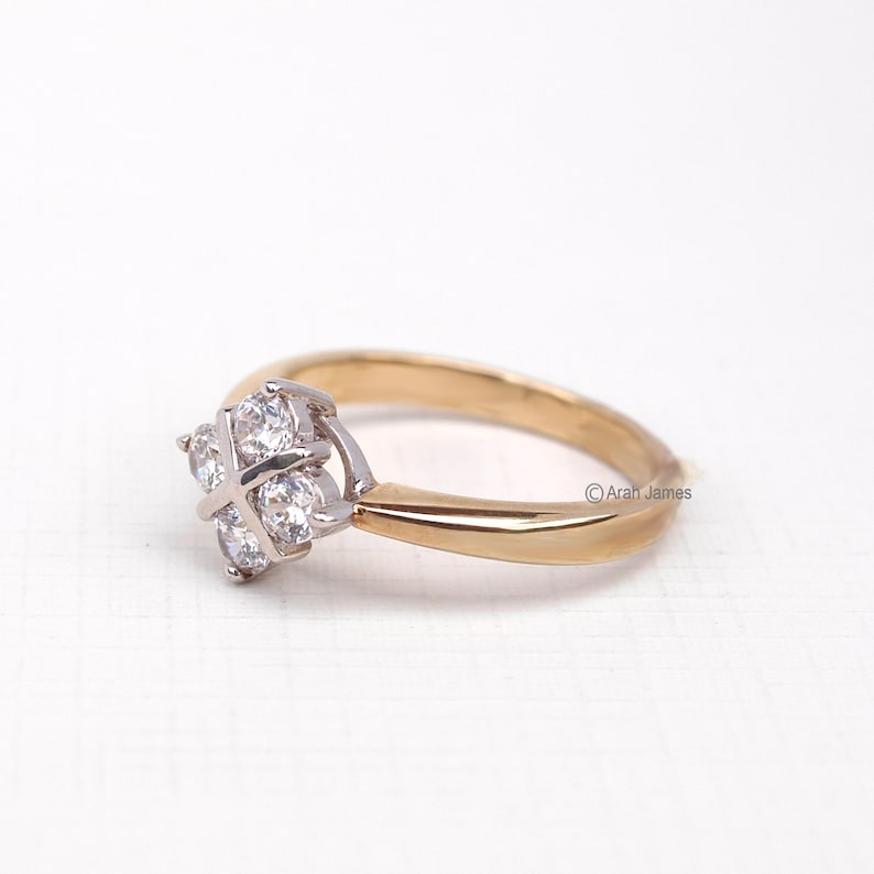 ROSIE 0.50ct Checkerboard Diamond Cluster Engagement Ring | Etsy