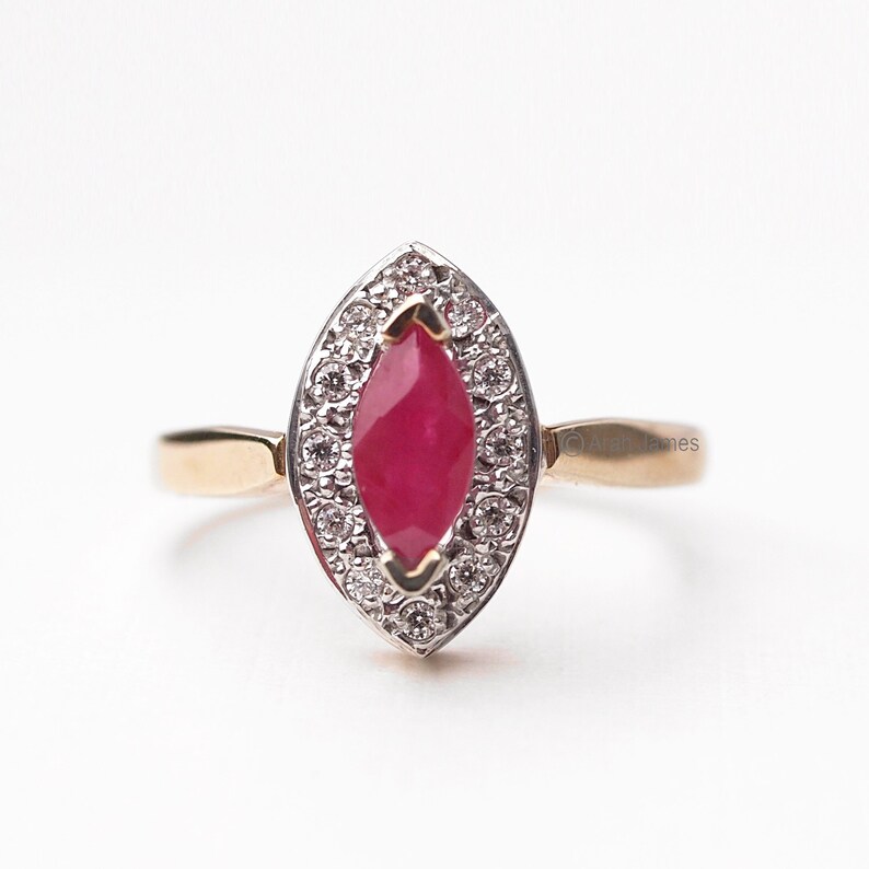 HALEY Marquise Ruby Diamond Halo Ring in Rose Gold Yellow - Etsy