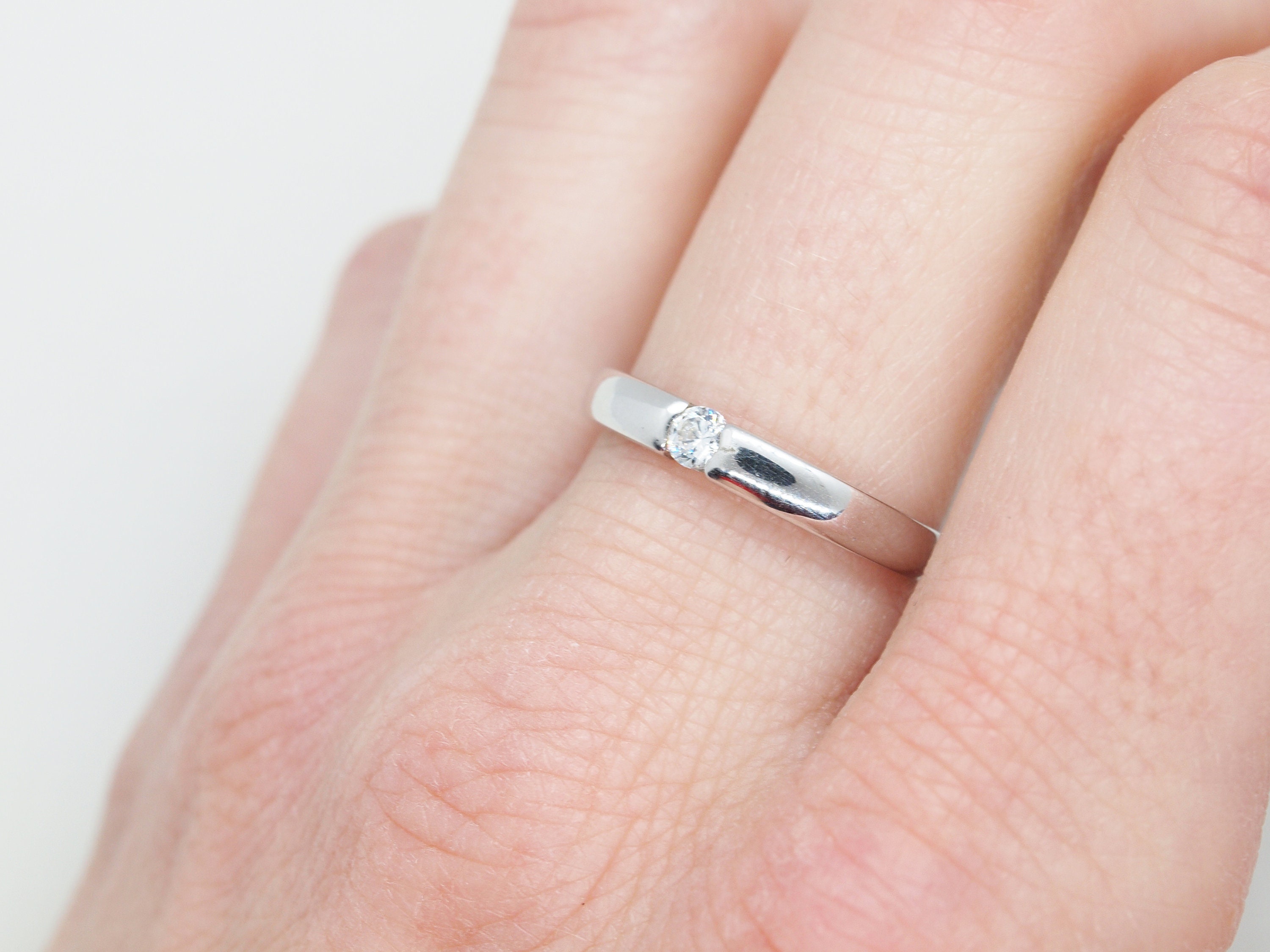 MADISON - Minimal 0.10ct Diamond Solitaire Engagement Ring, Promise ...