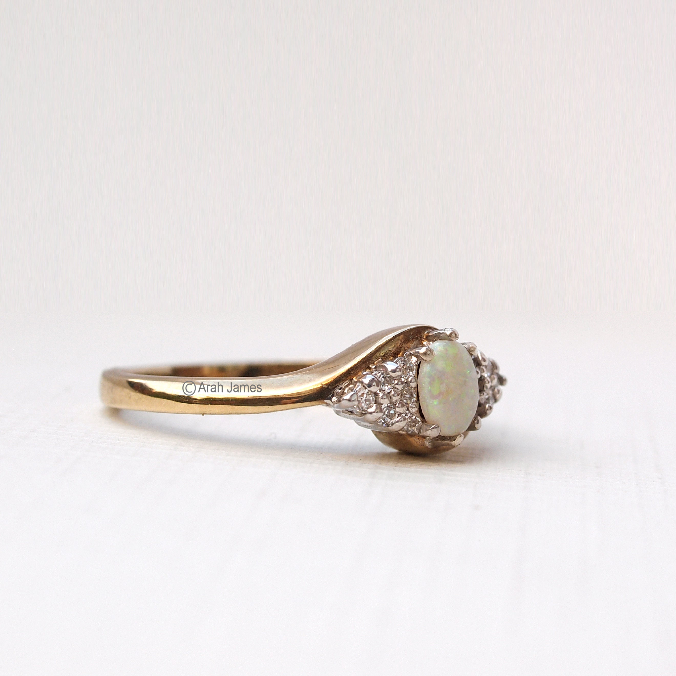 JUNE Opal & Diamond Cluster Engagement Ring | Etsy UK