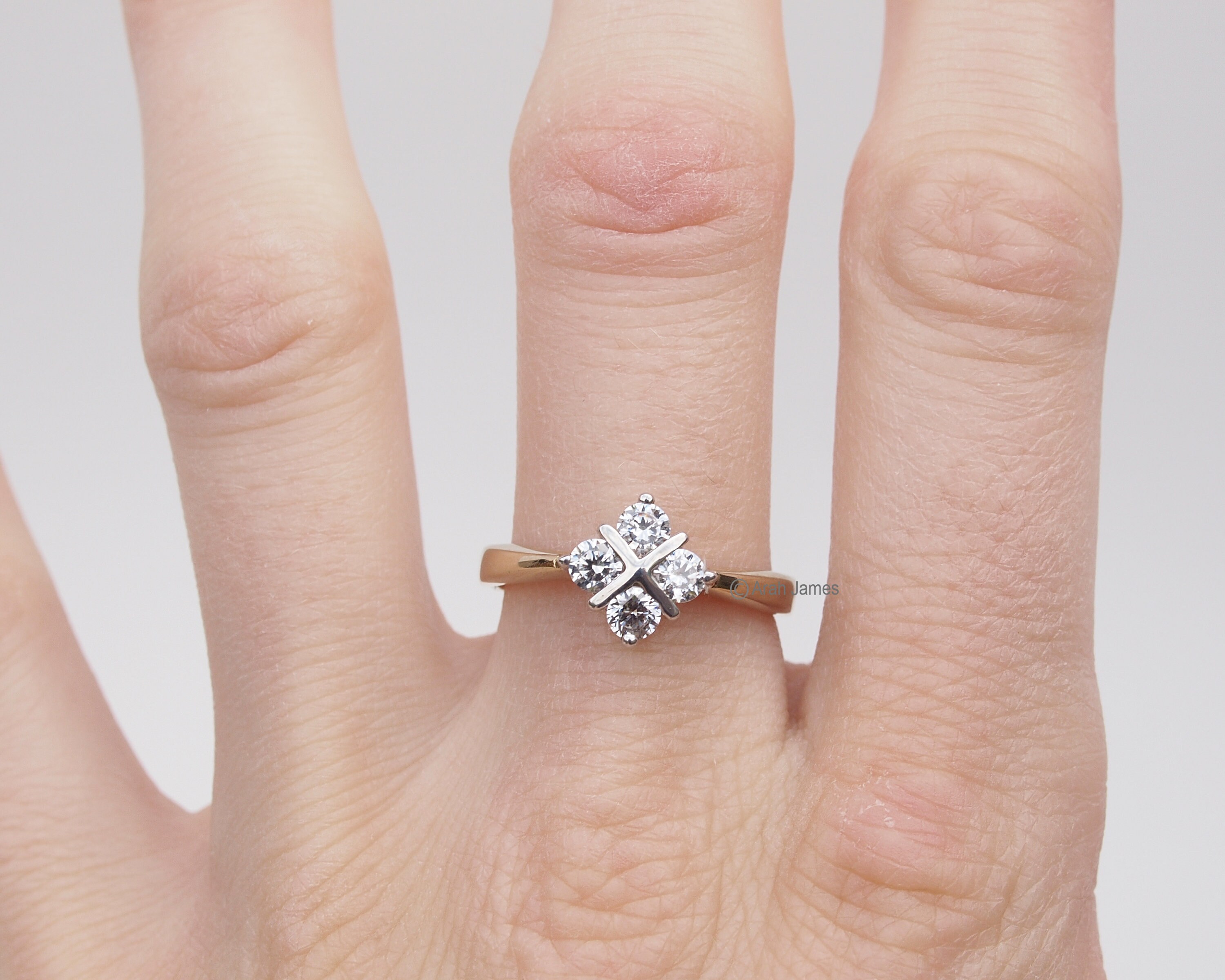 ROSIE 0.50ct Checkerboard Diamond Cluster Engagement Ring | Etsy