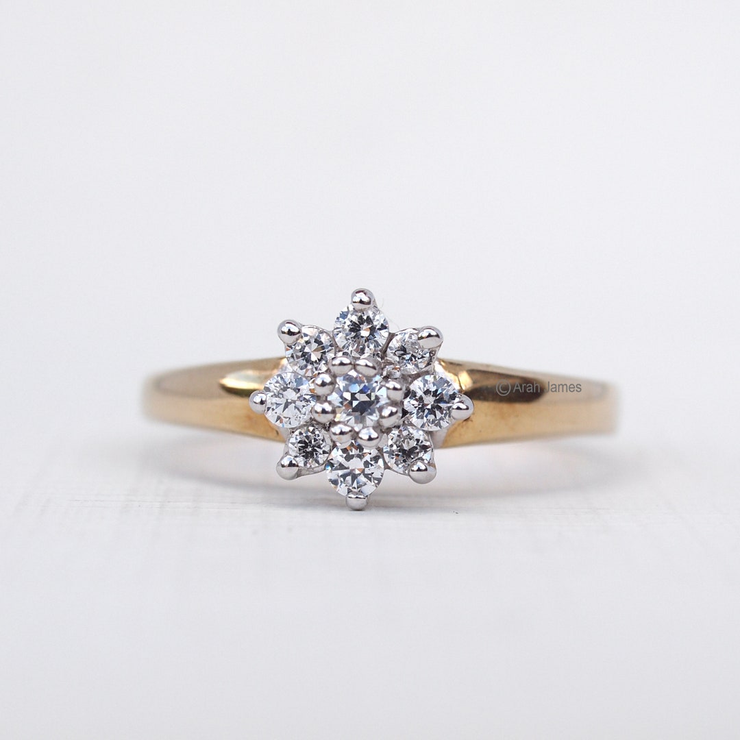 MALANI - 0.25ct Floral Vintage Diamond Cluster Ring in Engagement Ring ...