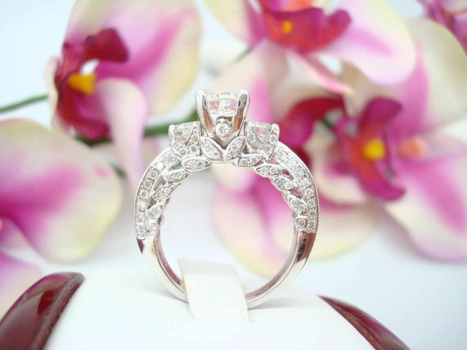 2.15CTW Unique Three Stones Diamond Engagement Ring in 18K - Etsy