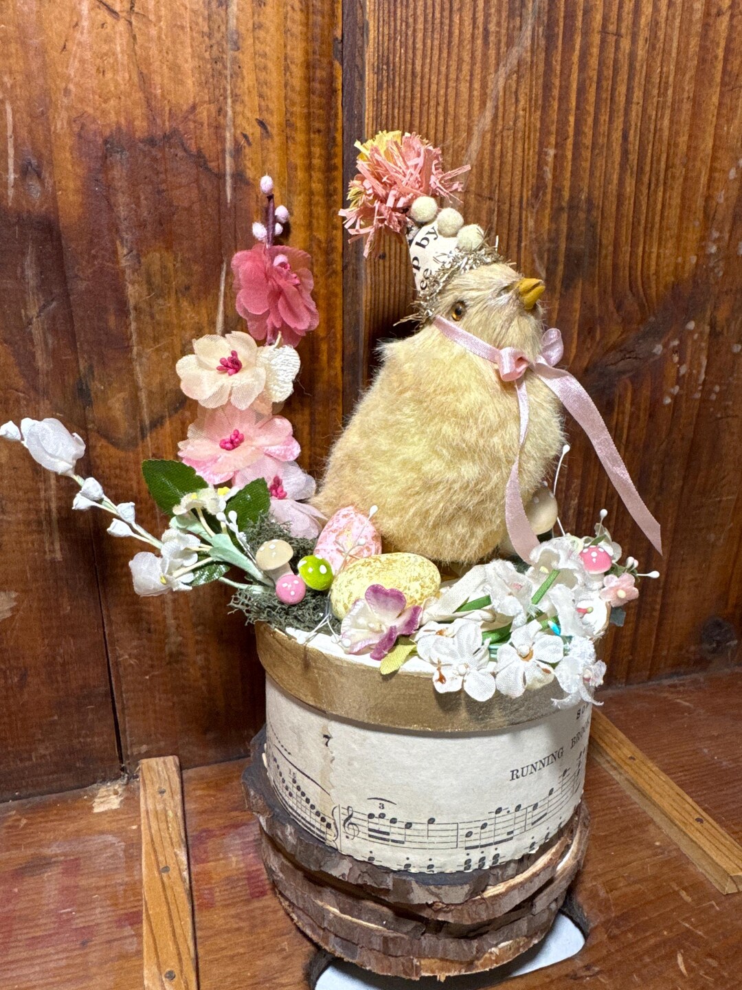 Vintage Style Spring Easter Chick on a Box Susan Arnot - Etsy