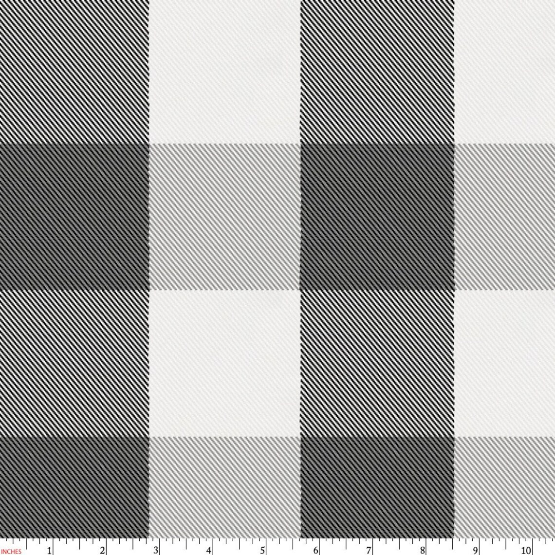 Onyx and Cloud Gray Buffalo Check Organic Fabric By The Yard | Etsy