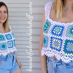 Crochet Classic Granny Square Top PDF Pattern Crochet Crop Top, Crochet ...