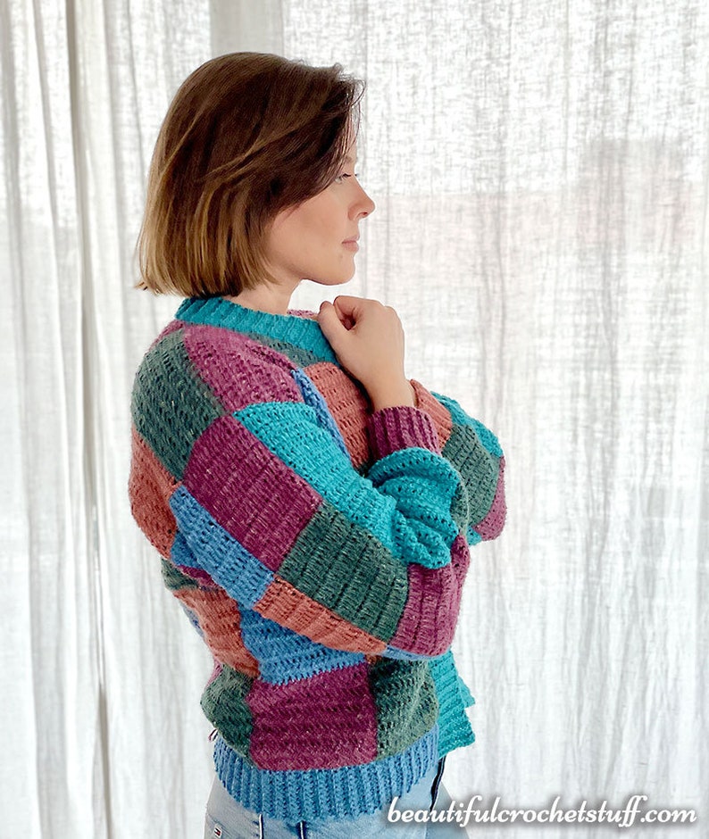 Easy Crochet Patchwork Cardigan PDF Pattern Crochet - Etsy