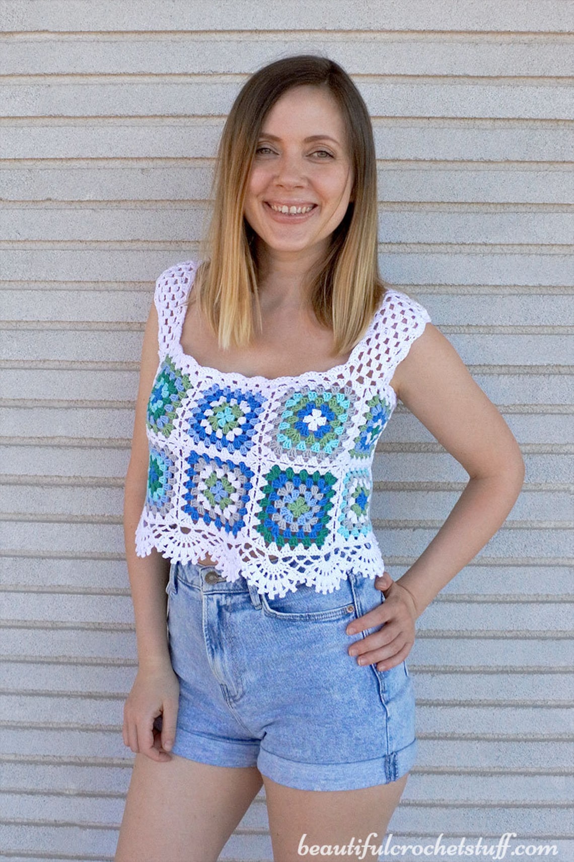Crochet Classic Granny Square Top PDF Pattern Crochet Crop - Etsy