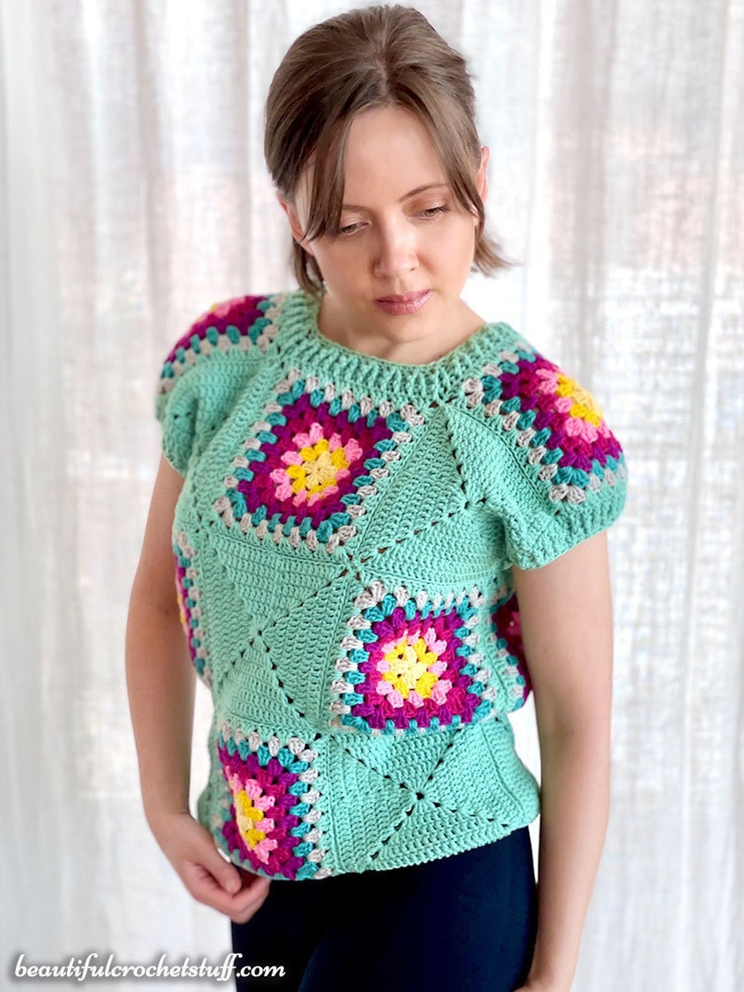 Patchwork Granny Square Vest PDF Pattern Granny Square Cardigan Pattern ...