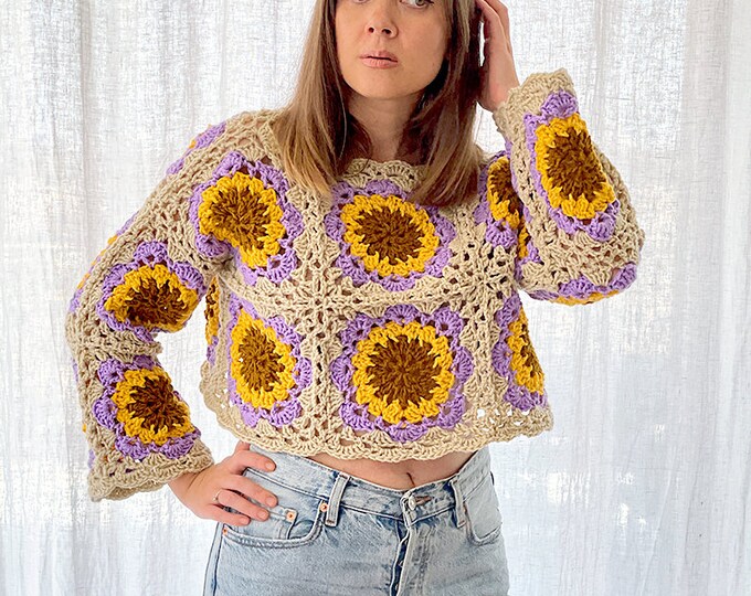Crochet Flower Sweater PDF Pattern Crochet Boho Sweater, Crochet Granny ...