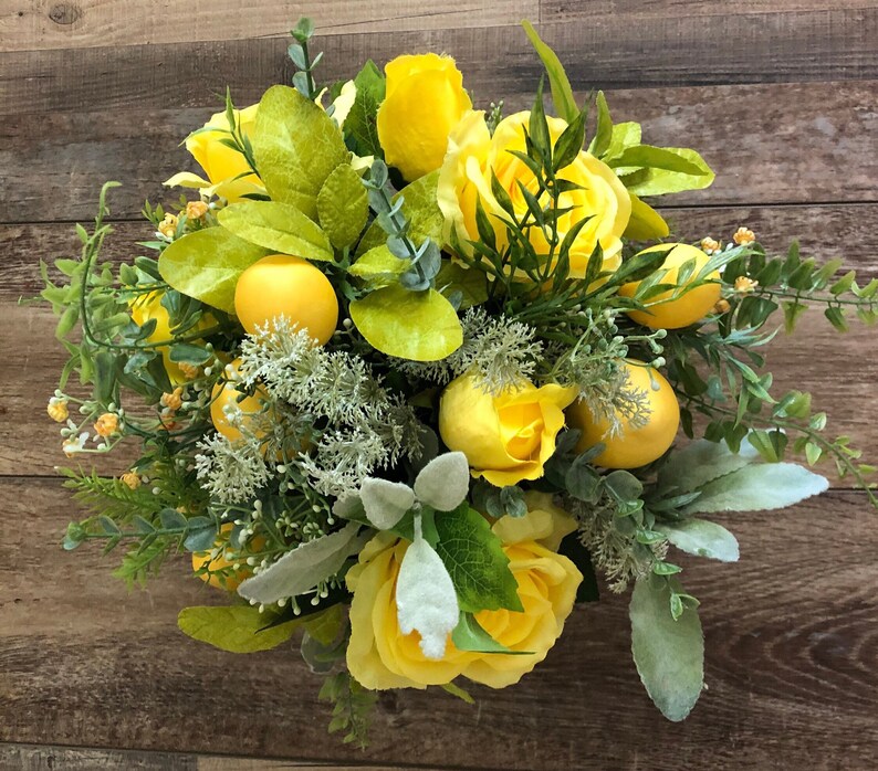 Lemon Floral Bouquet Arrangement Kitchen Tabletop Counter - Etsy