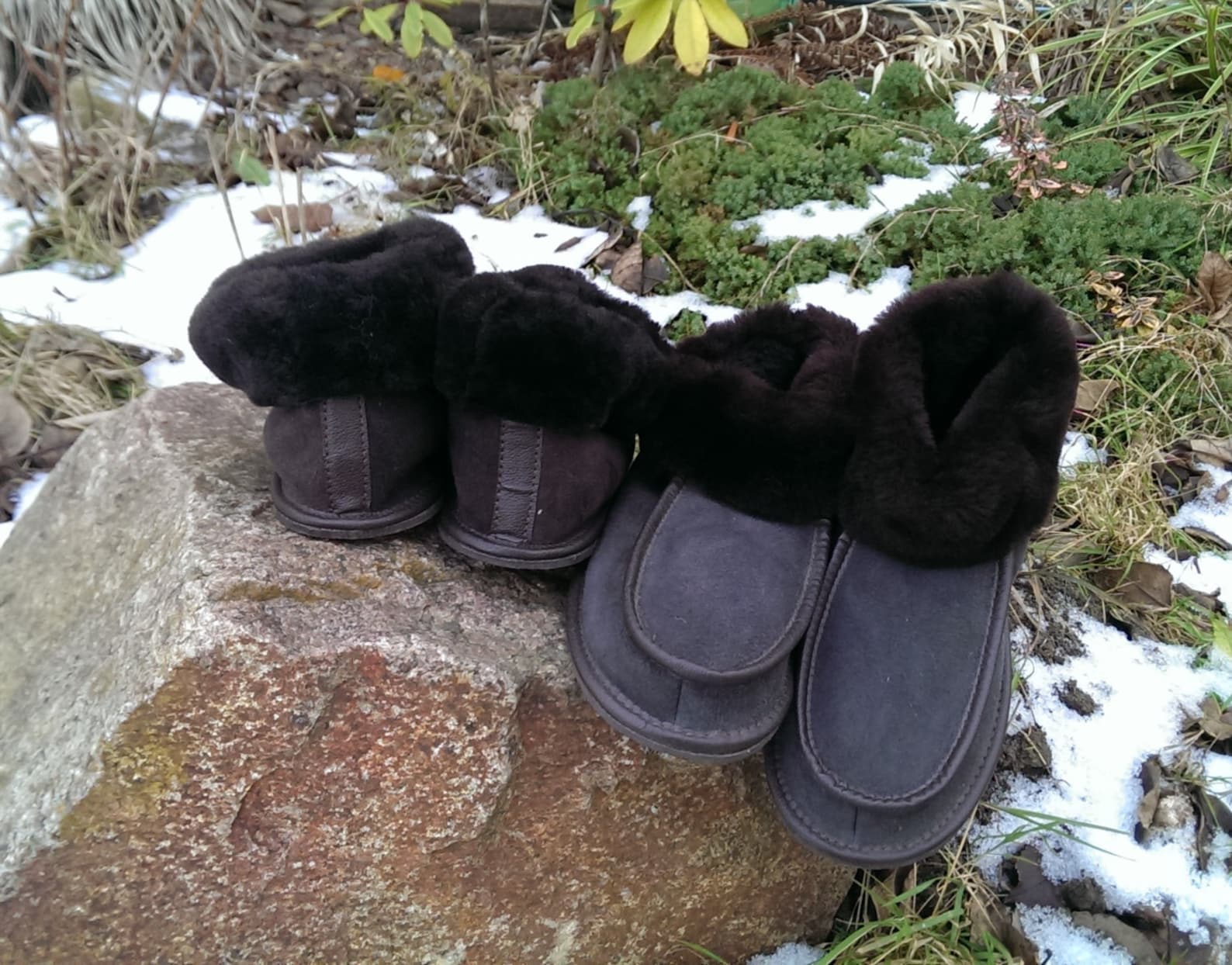 Women Sheepskin Slippers Winter Fur Boots Leather Moccasins Warm ...