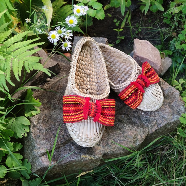 Woven Straw Shoes - Etsy