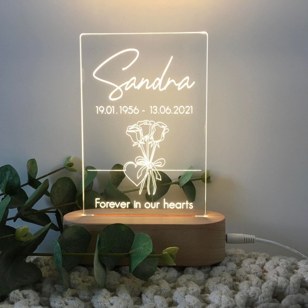 Memorial Plaque Gift Personalised Light- Remembrance Light up ...