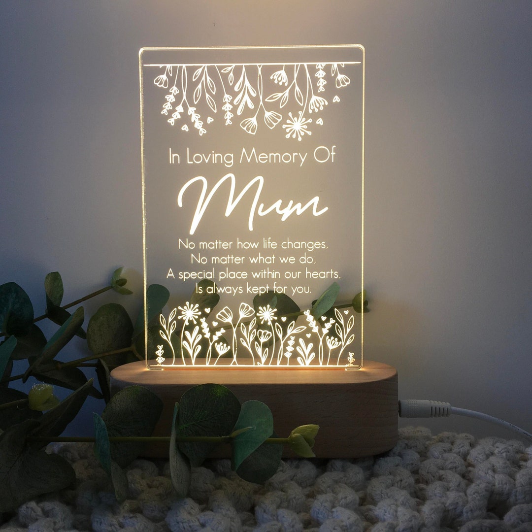 Memorial Plaque Gift Personalised Light- Remembrance Light up ...