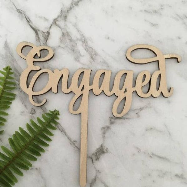 Engaged Rustic Wood Wedding Engagement Party Cake Topper - Etsy