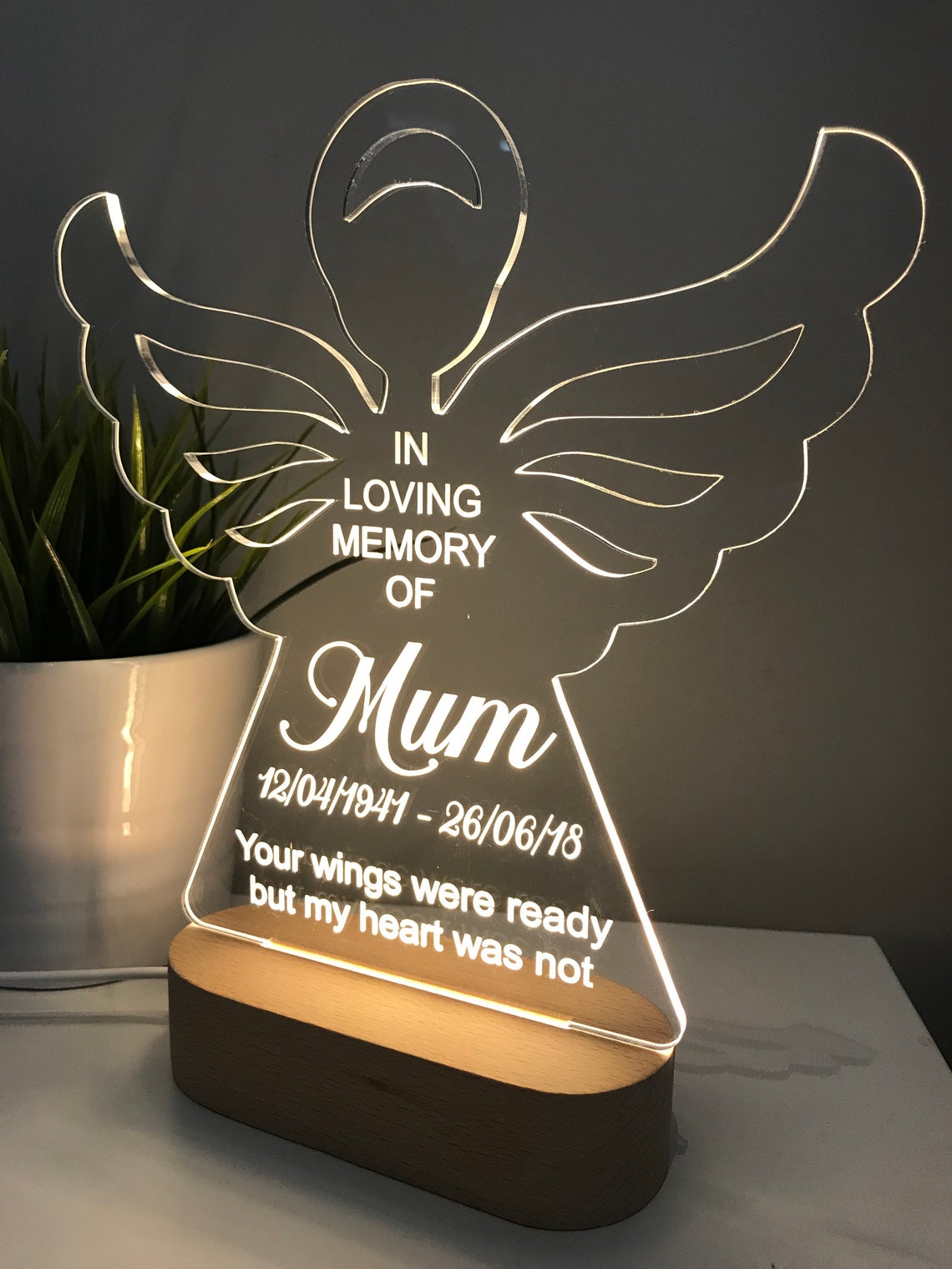 Personalised in Memory Gift - Remembrance Light - Memorial Plaque for ...
