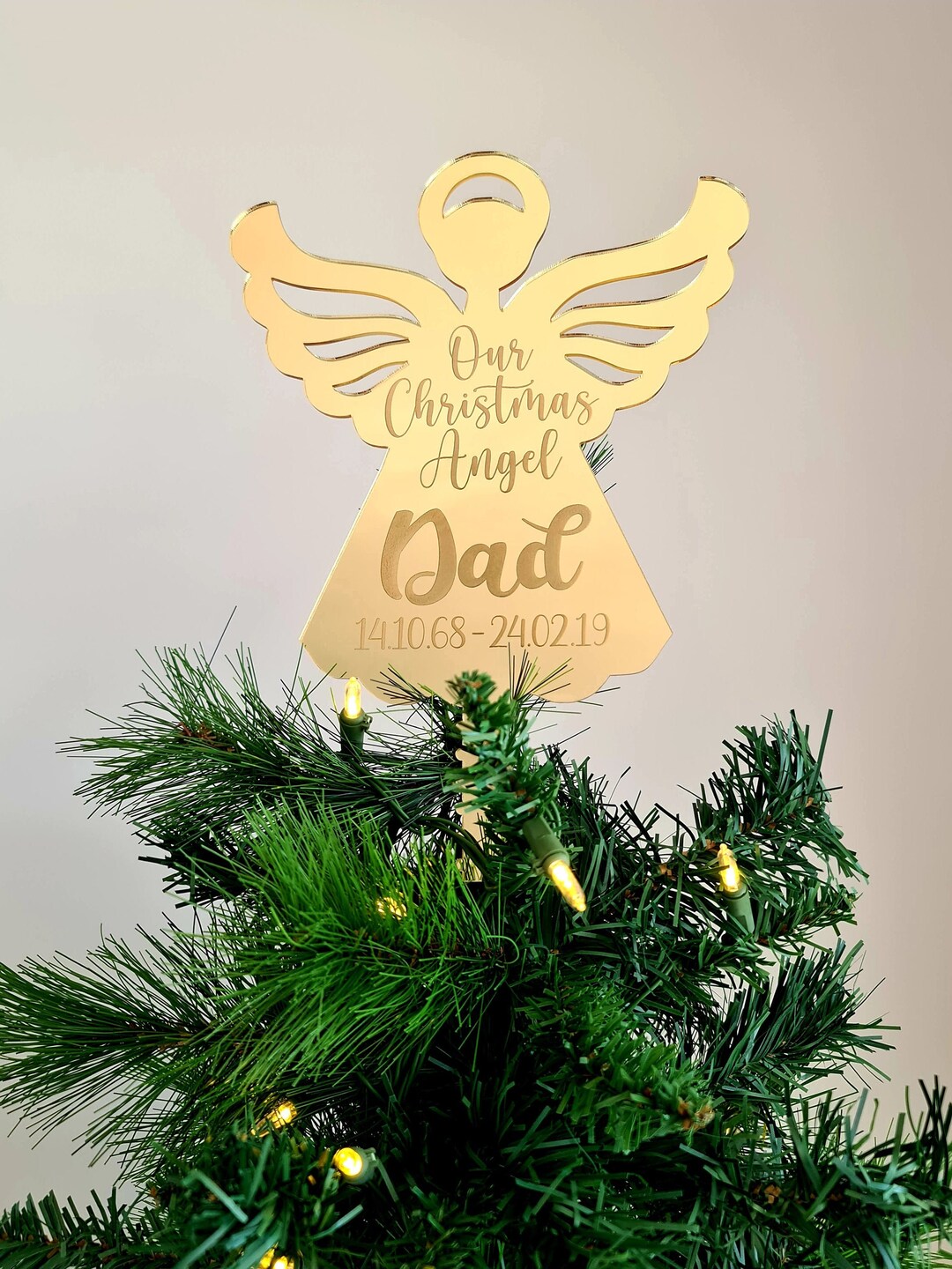 Memorial Angel Personalised Christmas Topper - Christmas Decoration ...