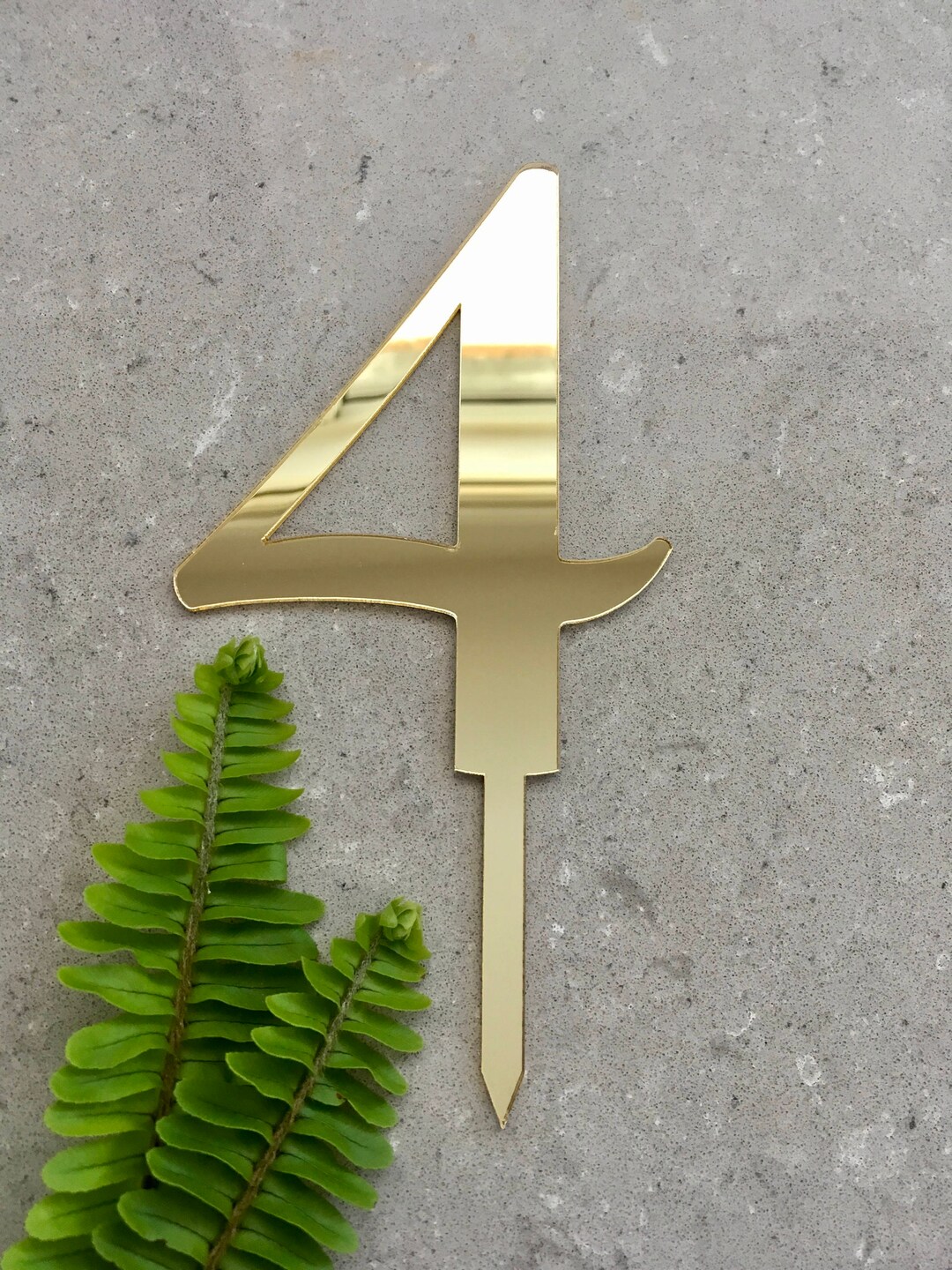 Number 4 Acrylic Gold Mirror Birthday Cake Topper - Etsy
