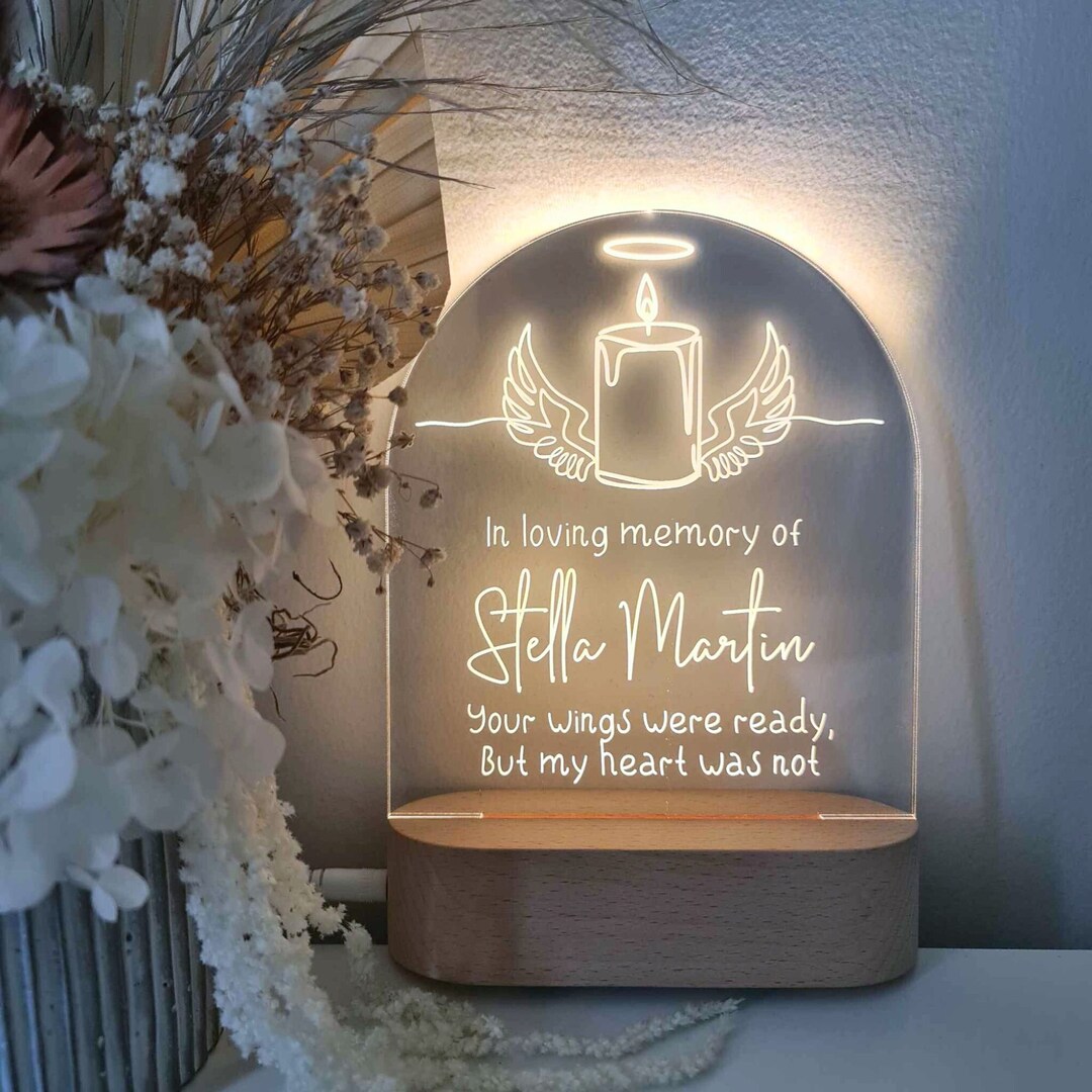 Memorial Plaque Gift Personalised Light- Remembrance Light up ...