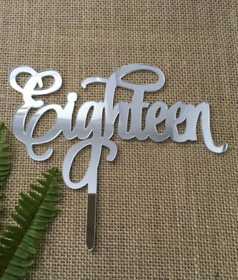5 Inch Wide - NO SPIKE - Eighteen Acrylic Silver Mirror 18th Birthday ...