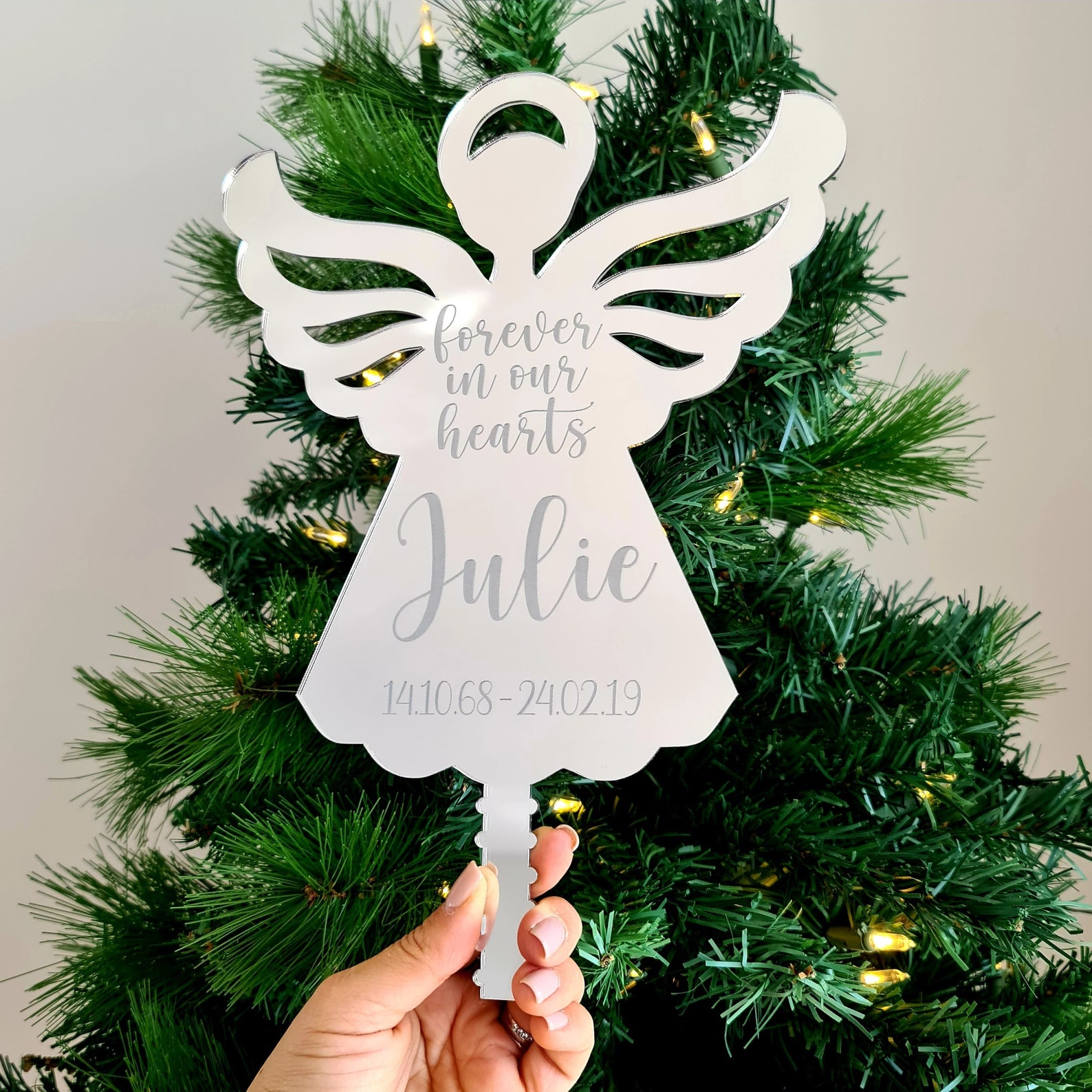 Memorial Angel Personalised Christmas Tree Topper Christmas Decoration ...