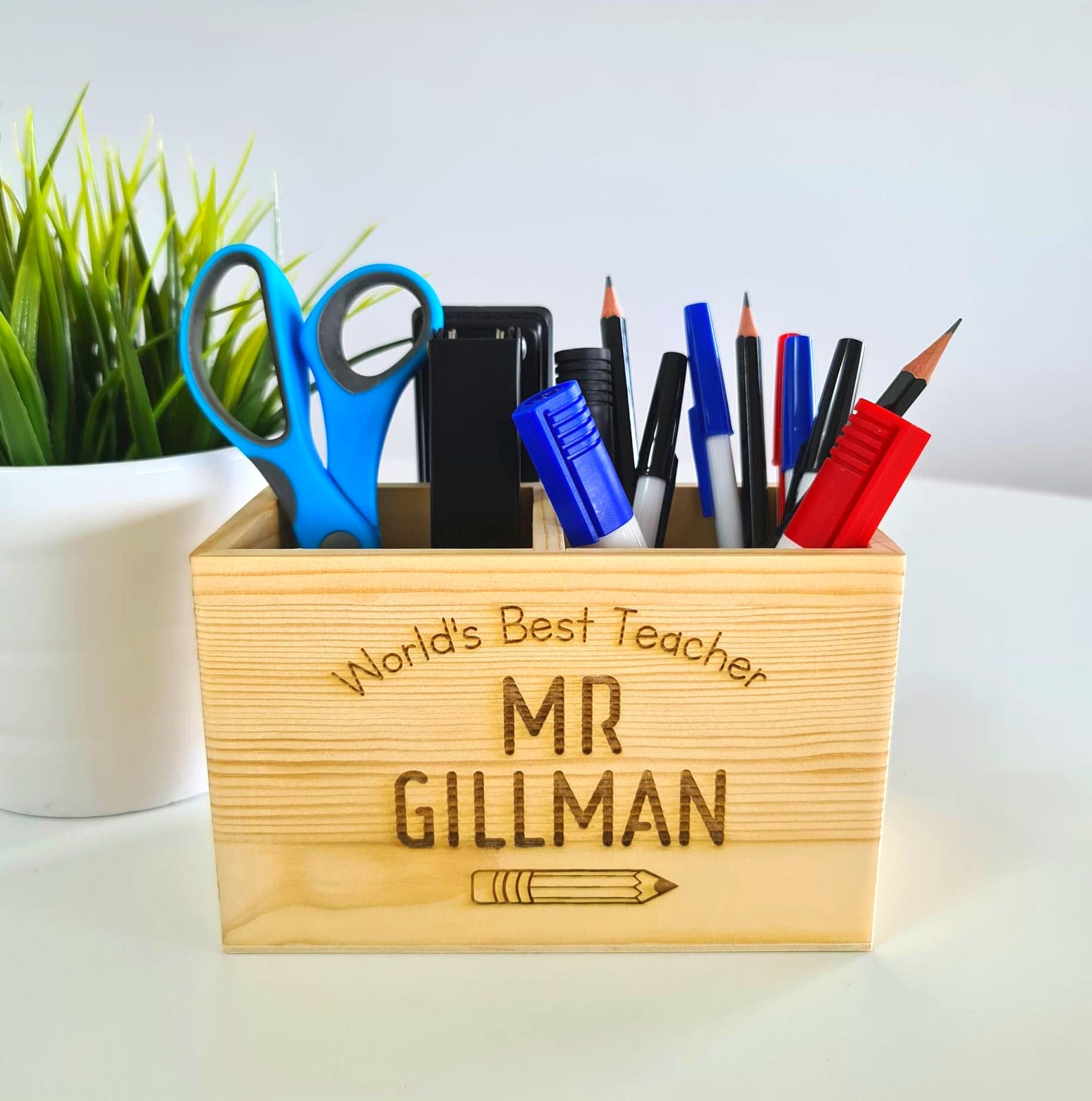 Personalised Teacher Gift Teacher Desk Organiser Present End - Etsy