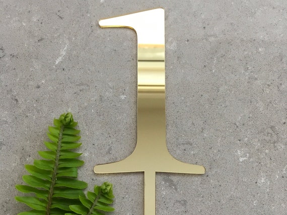 Number 1 Acrylic Gold Mirror 1st Birthday Cake Topper | Etsy