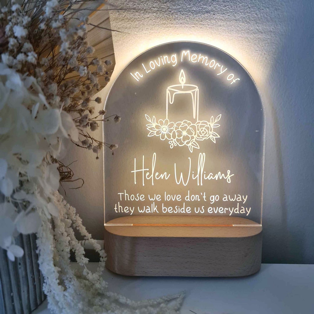 Memorial Plaque Gift Personalised Light- Remembrance Light up ...