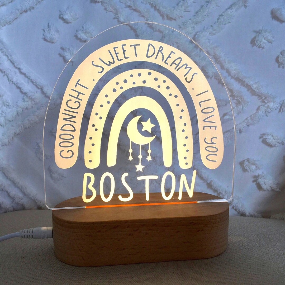 Personalised Rainbow Baby Gift for Kids - Custom Baby Gift Night Light ...