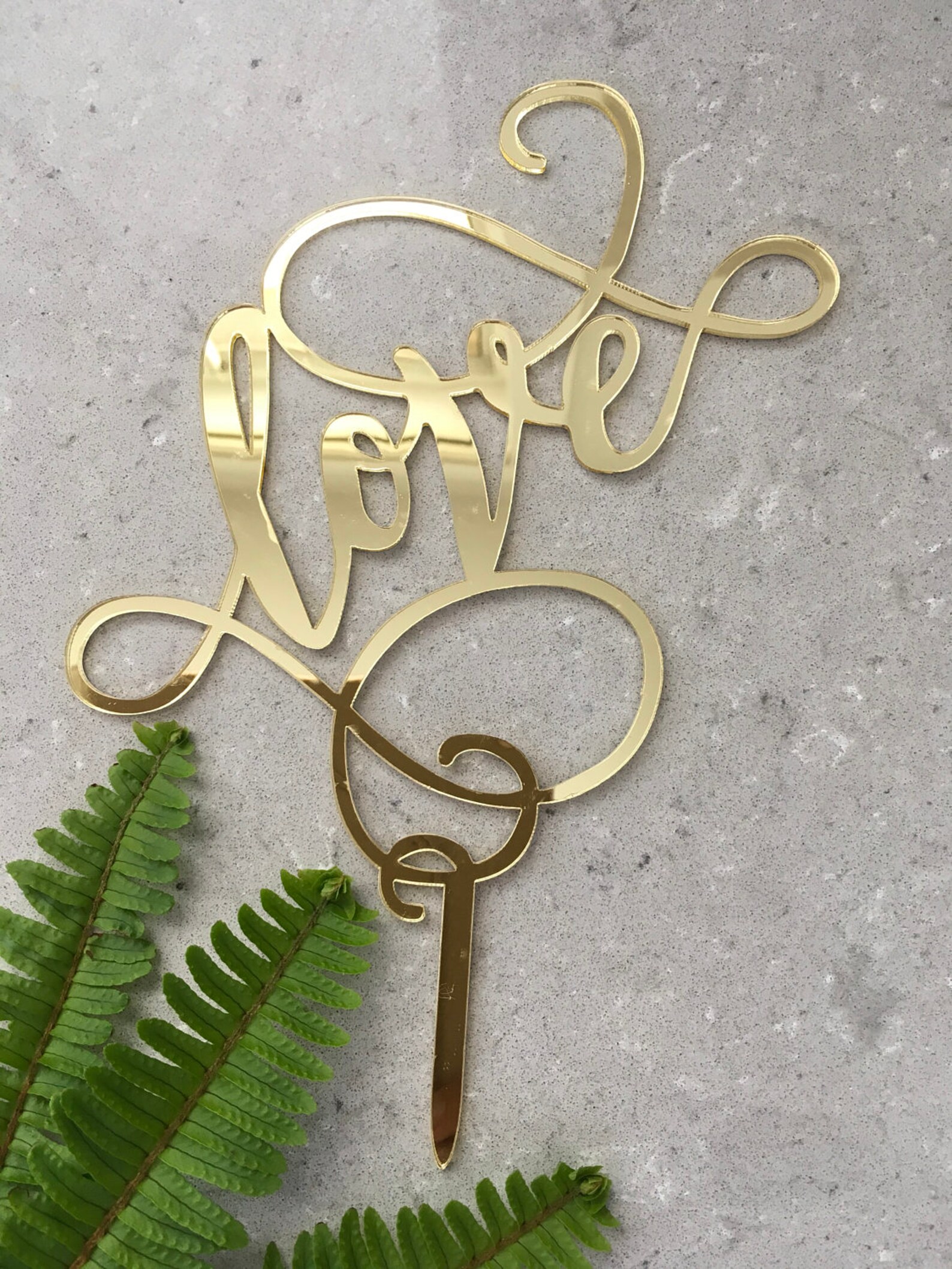 Love Swirl Acrylic Gold Mirror Wedding Cake Topper - Etsy